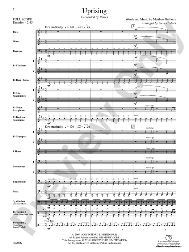 Uprising: Score: Concert Band Score - Digital Sheet Music Download