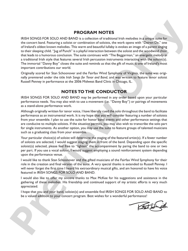 Irish Songs: Score: Concert Band Score - Digital Sheet Music Download