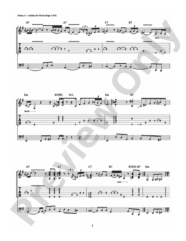 Lullabye for Nicole: Guitar TAB: Johnny A. - Digital Sheet Music Download