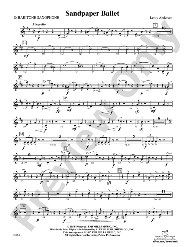 Sandpaper Ballet: E-flat Baritone Saxophone: E-flat Baritone Saxophone Part - Digital Sheet ...