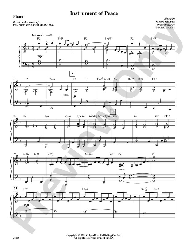 Instrument of Peace: Piano Accompaniment: Piano Accompaniment Part ...