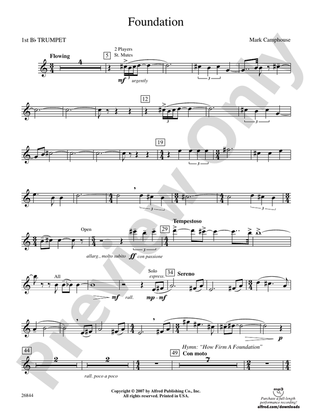 Foundation: 1st B-flat Trumpet: 1st B-flat Trumpet Part - Digital Sheet ...