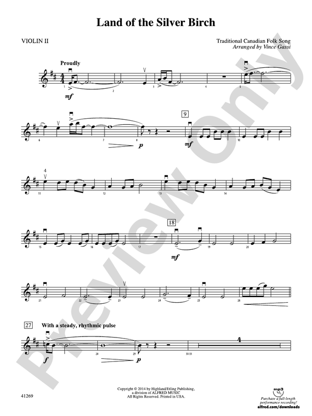 Land of the Silver Birch: 2nd Violin: 2nd Violin Part - Digital Sheet ...