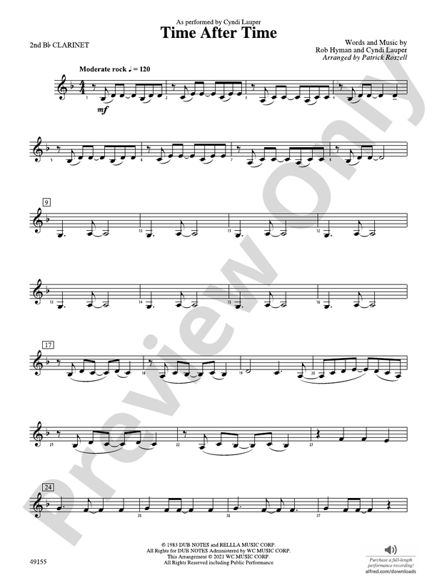 Time After Time: 2nd B-flat Clarinet: 2nd B-flat Clarinet Part ...
