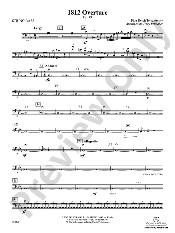 1812 Overture: String Bass: String Bass Part - Digital Sheet Music Download
