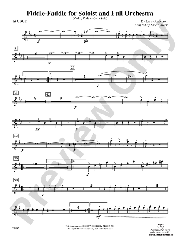 Fiddle-Faddle for Soloist and Full Orchestra: Oboe: Oboe Part - Digital Sheet Music Download
