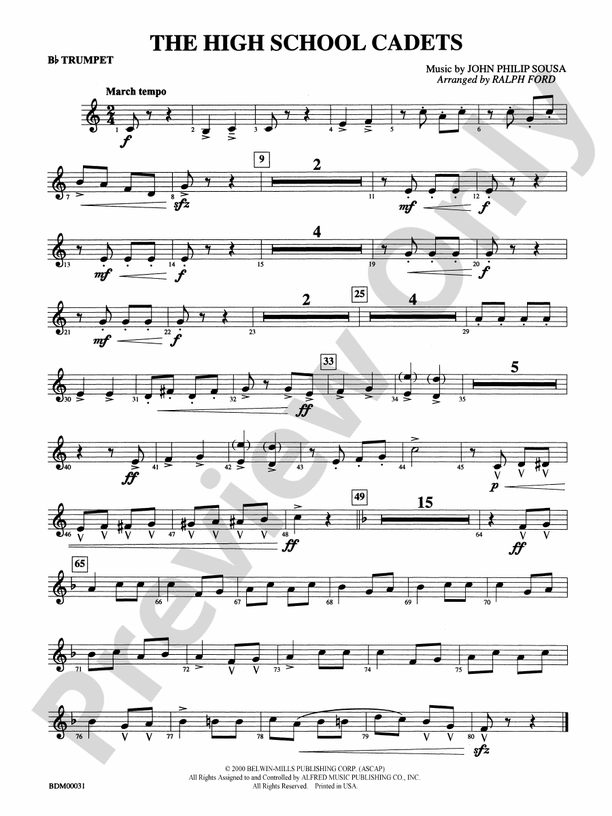 The High School Cadets: 1st B-flat Trumpet: 1st B-flat Trumpet Part ...