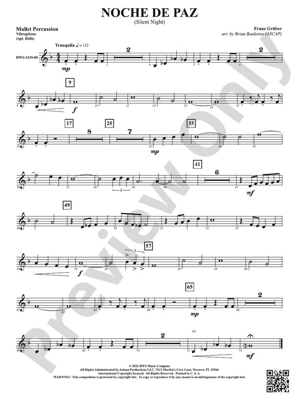 Noche de Paz - Silent Night: 1st Mallet Percussion: 1st Mallet ...