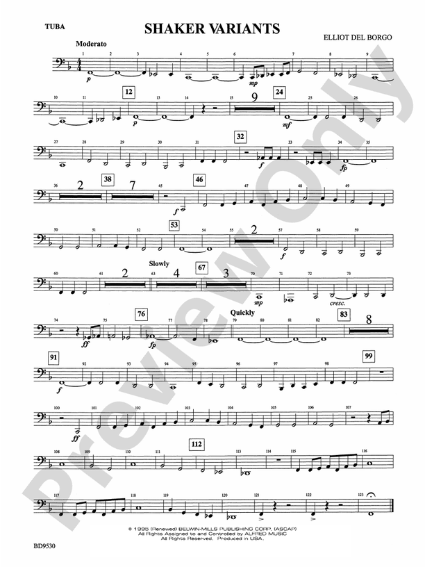 Shaker Variants: Tuba: Tuba Part - Digital Sheet Music Download