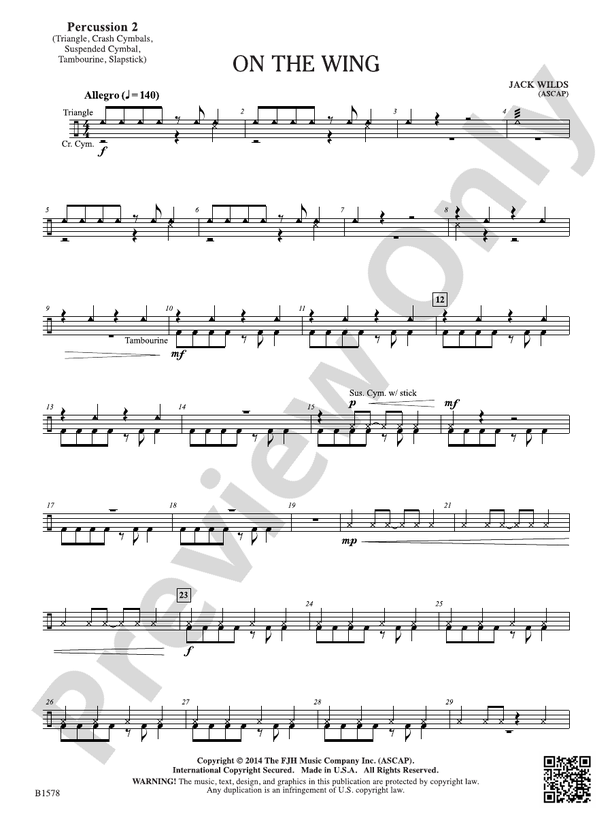 On the Wing: Percussion 2: Percussion 2 Part: Jack Wilds - Digital Sheet Music Download