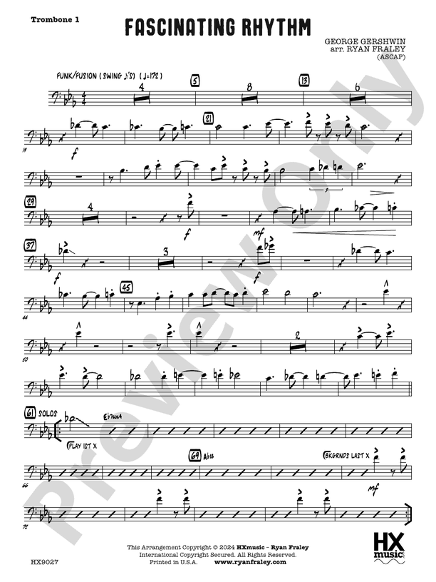 Fascinating Rhythm: Trombone 1: Trombone 1 Part: George Gershwin - Digital Sheet Music Download