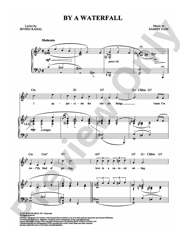By a Waterfall: Piano/Vocal/Chords: Sammy Fain - Digital Sheet Music ...