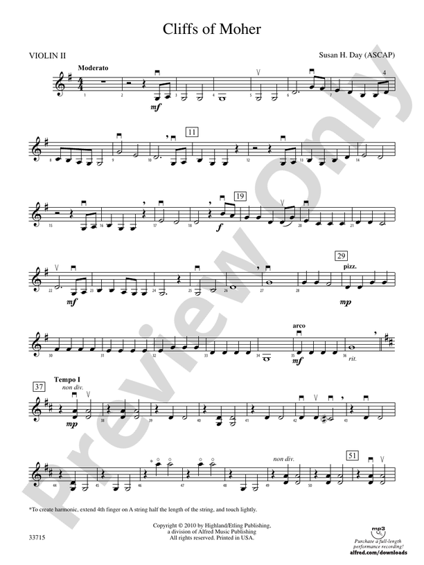 Cliffs of Moher: 2nd Violin: 2nd Violin Part - Digital Sheet Music Download