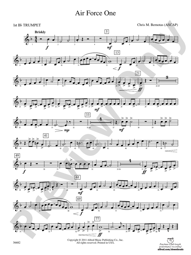 Air Force One: 1st B-flat Trumpet: 1st B-flat Trumpet Part - Digital ...