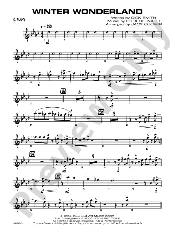 Winter Wonderland: Flute: Flute Part - Digital Sheet Music Download