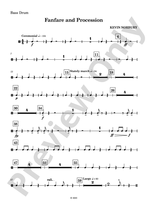Fanfare and Procession: 2nd Percussion: 2nd Percussion Part - Digital Sheet Music Download