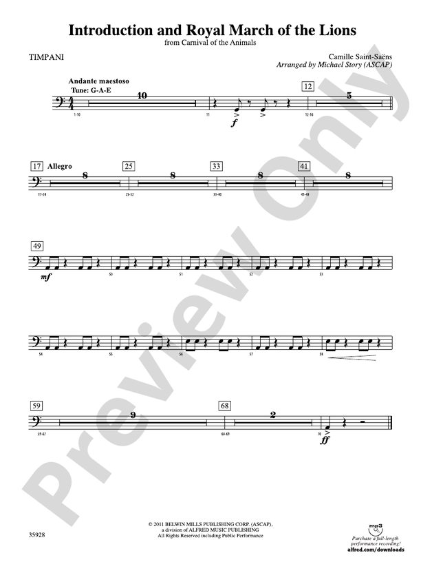 Introduction and Royal March of the Lions (from Carnival of the Animals ...