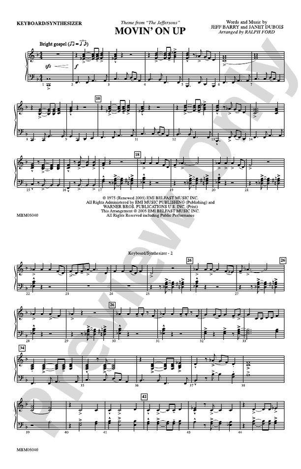 Movin' on Up (Theme from "The Jeffersons"): Keyboard/Synthesizer ...