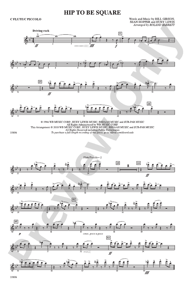 Hip to Be Square: Flute: Flute Part - Digital Sheet Music Download