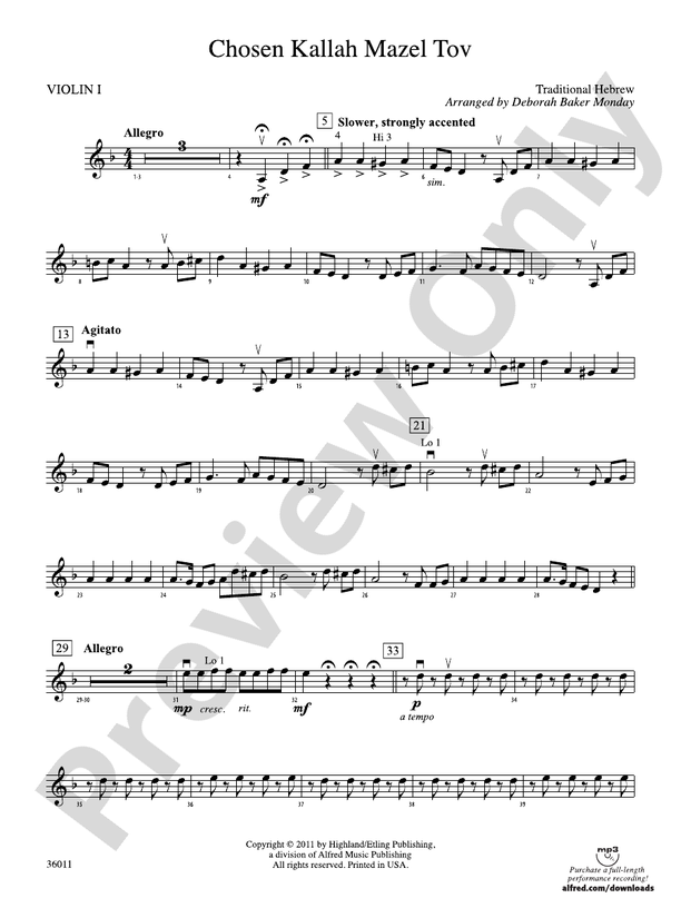 Chosen Kallah Mazel Tov: 1st Violin: 1st Violin Part - Digital Sheet Music Download