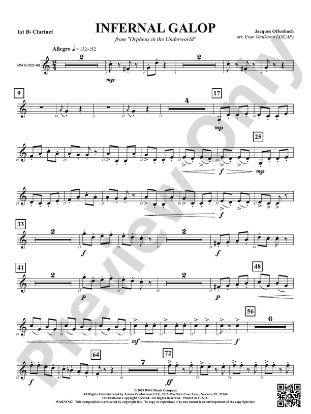 Infernal Galop - From Orpheus in the Underworld: 1st B-flat Clarinet ...