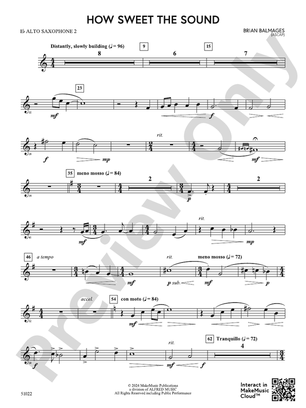 How Sweet the Sound: 2nd E-flat Alto Saxophone: 2nd E-flat Alto Saxophone Part - Digital Sheet ...