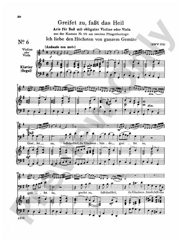 Bach: 12 Bass Arias from Church Cantatas (German): 6. Greifet zu, faßt das Heil Part - Digital ...