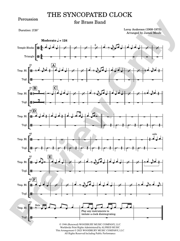 The Syncopated Clock: Percussion: Percussion Part - Digital Sheet Music ...
