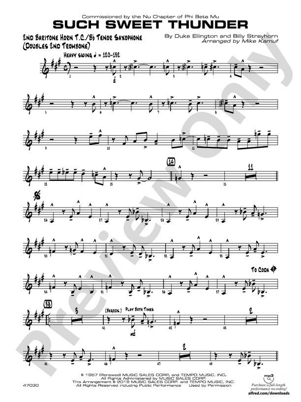 Such Sweet Thunder: 2nd Baritone T.C.: 2nd Baritone T.C. Part - Digital ...
