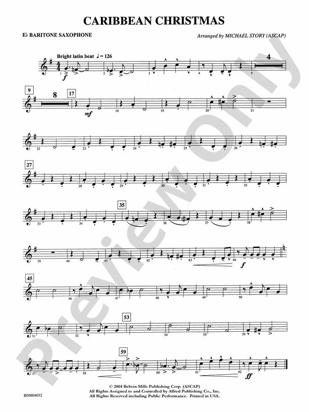 Caribbean Christmas: E-flat Baritone Saxophone: E-flat Baritone Saxophone Part - Digital Sheet ...