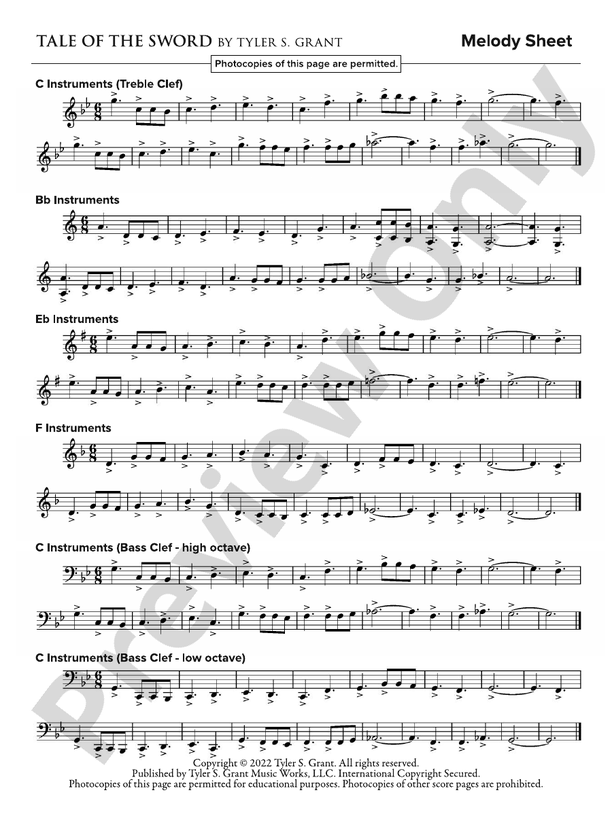 Tale of the Sword: Concert Band Conductor Score & Parts: Tyler S. Grant ...