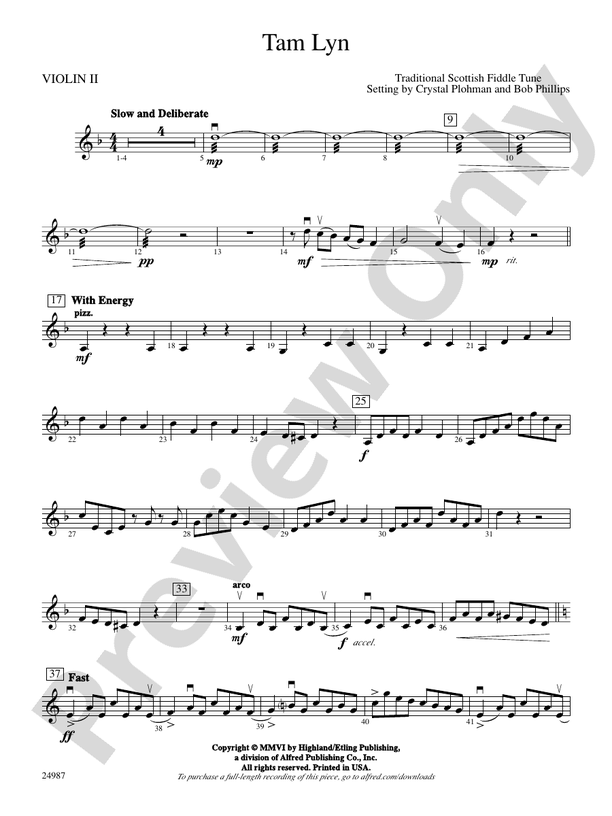 Tam Lyn: 2nd Violin: 2nd Violin Part - Digital Sheet Music Download