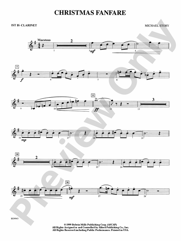 Christmas Fanfare: 1st B-flat Clarinet: 1st B-flat Clarinet Part ...