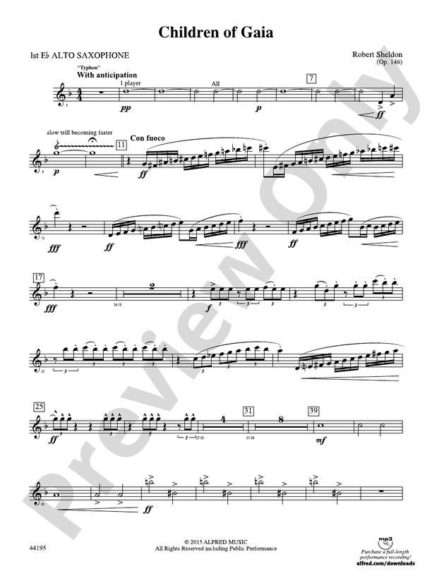 Children of Gaia: E-flat Alto Saxophone: E-flat Alto Saxophone Part ...
