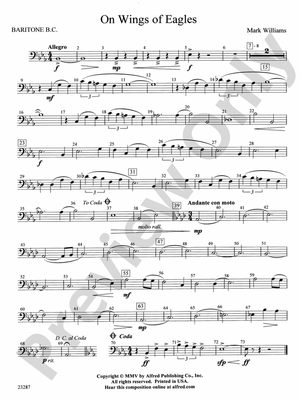 On Wings of Eagles: Baritone B.C.: Baritone B.C. Part - Digital Sheet Music Download