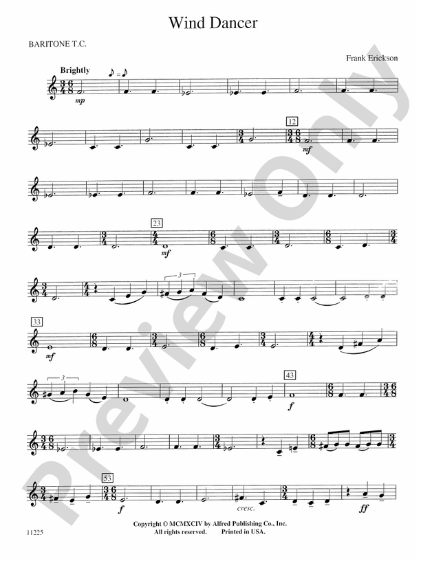 Wind Dancer: Baritone T.C.: Baritone T.C. Part - Digital Sheet Music ...