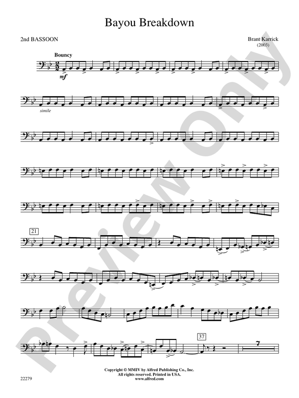 Bayou Breakdown: 2nd Bassoon: 2nd Bassoon Part - Digital Sheet Music Download