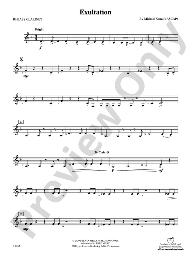 Exultation: B-flat Bass Clarinet: B-flat Bass Clarinet Part - Digital ...