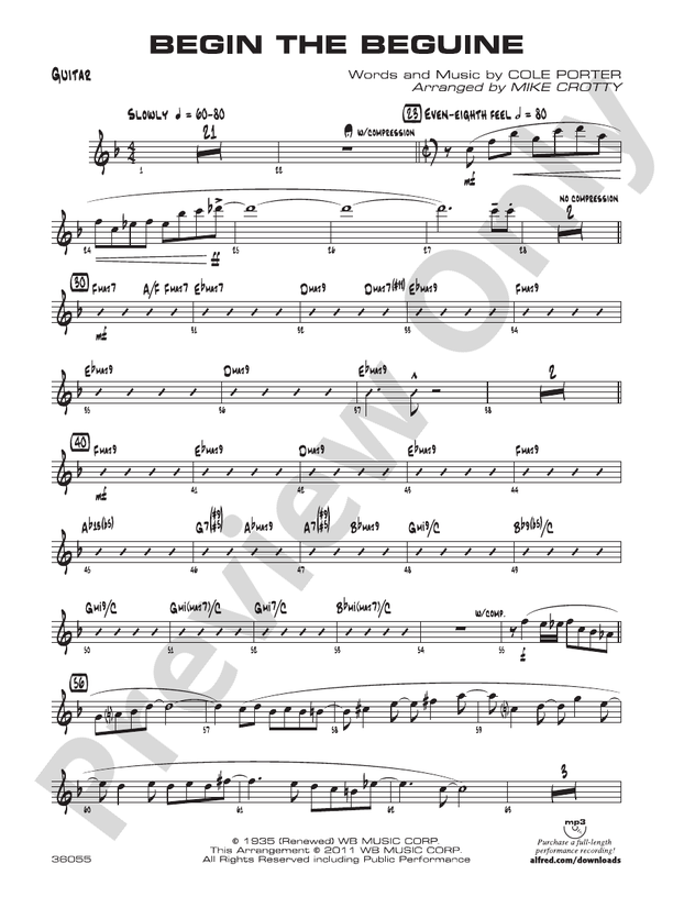 Begin the Beguine: Guitar: Guitar Part - Digital Sheet Music Download