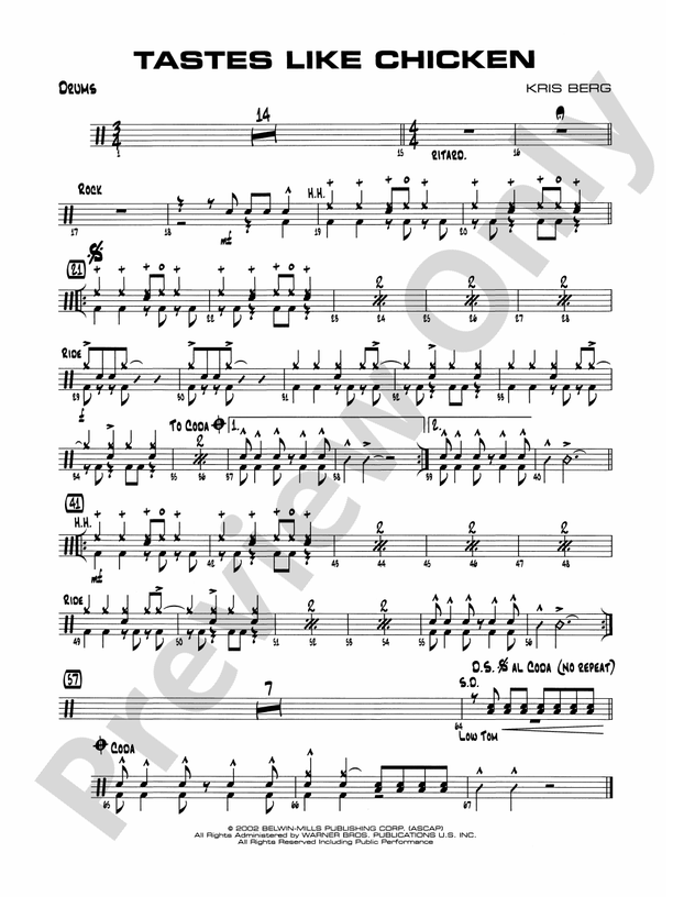 Tastes Like Chicken: Drums: Drums Part - Digital Sheet Music Download