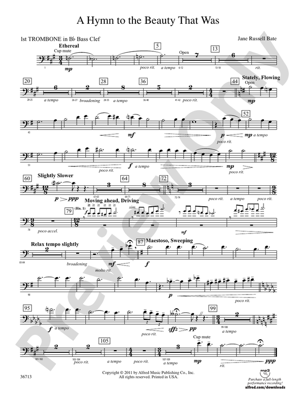 Hymn to the Beauty That Was: (wp) 1st B-flat Trombone B.C.: (wp) 1st B-flat Trombone B.C. World ...