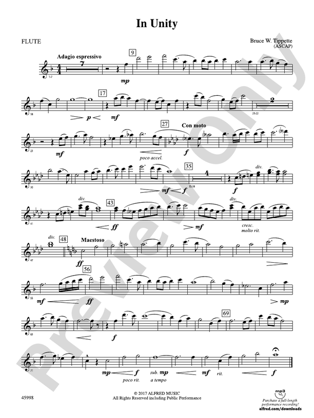 In Unity: Flute: Flute Part - Digital Sheet Music Download