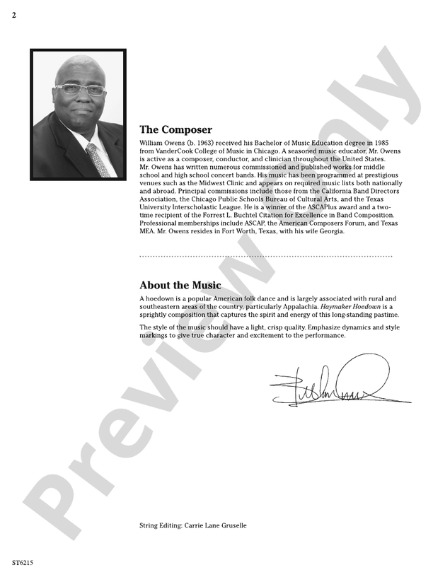 Haymaker Hoedown: Score: String Orchestra Score: William Owens ...