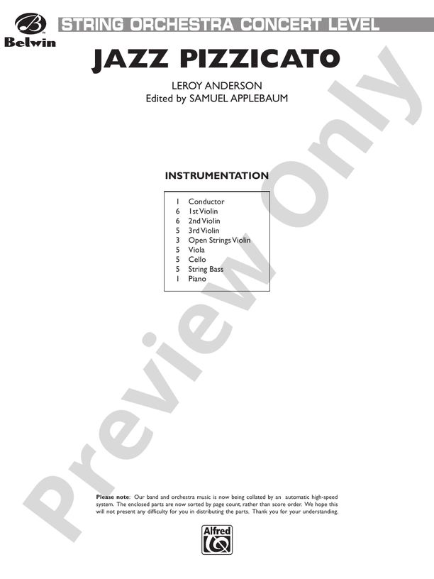 Jazz Pizzicato: Score: String Orchestra Score - Digital Sheet Music ...