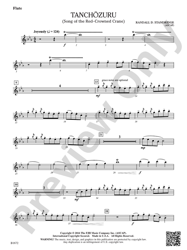 Tanchozuru: Flute: Flute Part: Randall D. Standridge - Digital Sheet ...