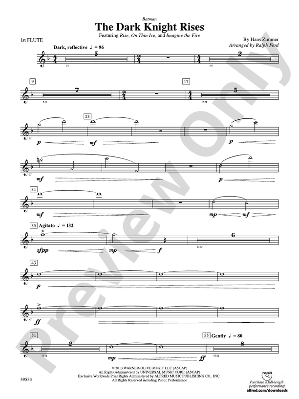 Batman: The Dark Knight Rises: Flute: Flute Part - Digital Sheet Music ...