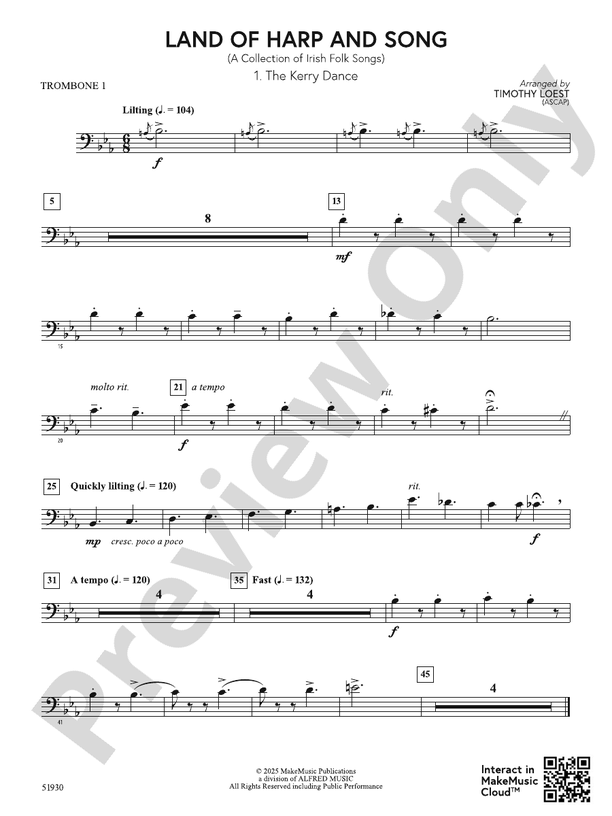 Land of Harp and Song: 1st Trombone: 1st Trombone Part - Digital Sheet ...