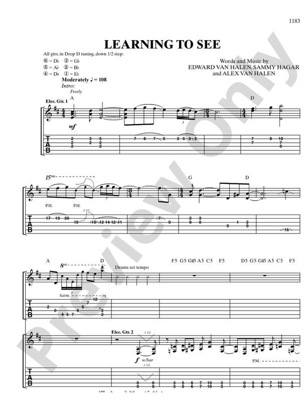 Learning To See: Guitar: Van Halen - Digital Sheet Music Download