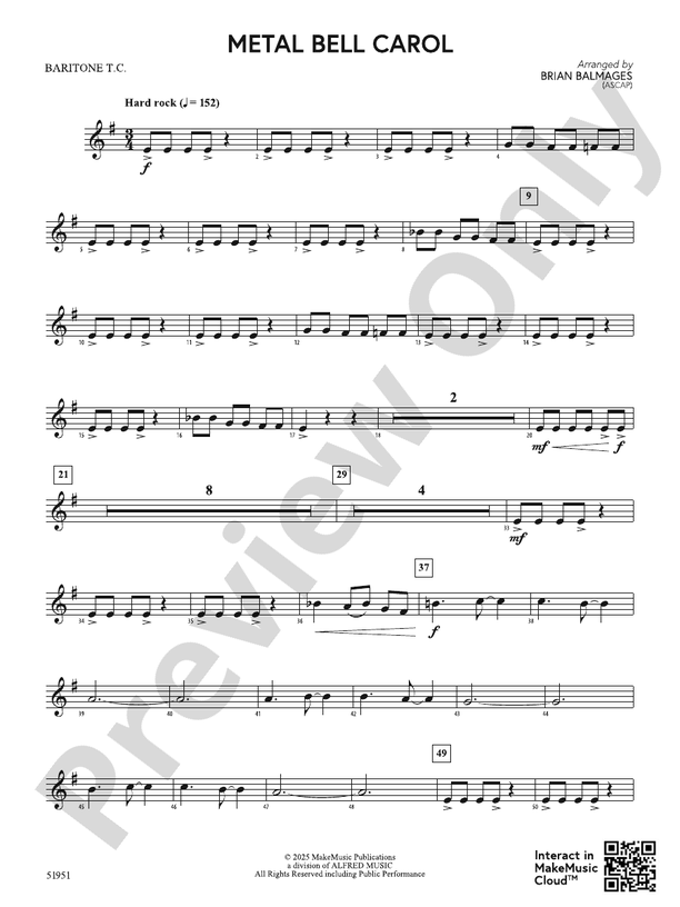 Metal Bell Carol: Baritone T.C.: Baritone T.C. Part - Digital Sheet ...