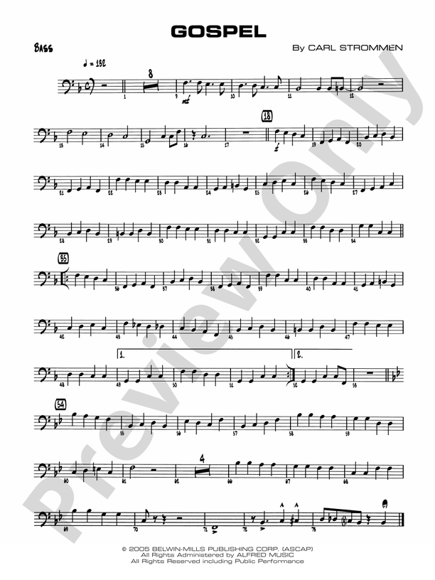 Gospel: String Bass: String Bass Part - Digital Sheet Music Download